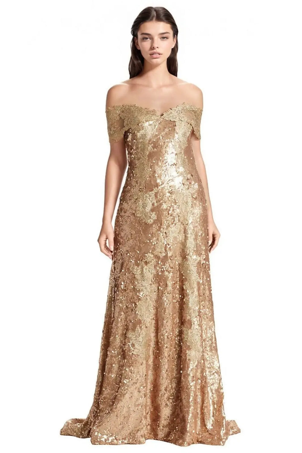 Off The Shoulder Sequin Gown